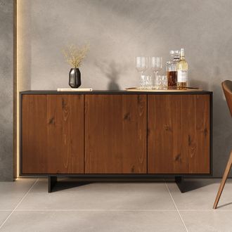 IDIMEX Sideboard ARTO mit 3 Türen, Kastanie farben - modernes Sideboard mit Stauraum, robuste Anrichte, ideal für Wohn-, Ess- oder Flurbereich, harmonische K