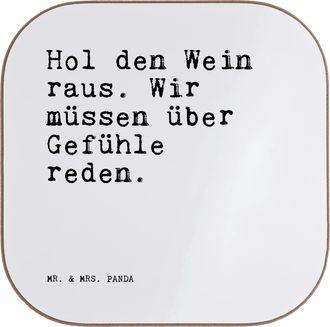 Mr. & Mrs. Panda Coaster HOL den Wein Raus - Geschenk, Mitbringsel, Untersetzer Quadratisch, gläseruntersetzer, Weintrinker, Sprüche, Tassenuntersetzer, Genießer, Glas