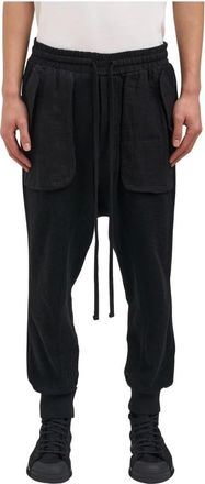 Thom Krom Homme, Pantalons, Noir, Taille: M Nmst523 Pantalon avec Inserts en Lin