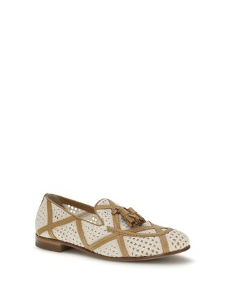 Fratelli Rossetti Womens Brera Fabric And Leather Loafers Avorio