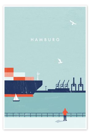 Posterlounge Hamburg Poster von Katinka Reinke 60 x 90 cm Blau Wandbilder Wanddeko