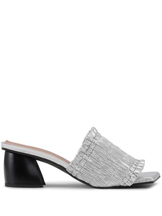 Ganni mules fronc&eacute;es &agrave; petit talon - Argent