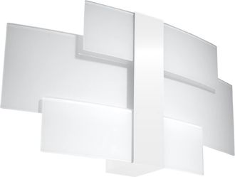 Sollux Lighting Wandleuchte Innen - Wandlampe Stahl Glas - 1 Flammig - LED Lampe Gl&uuml;hbirne - Wei&szlig; Celia