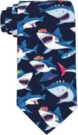 Generic Requins Blancs Et Bleus Cravate Décontractée Cravate Homme Doux Cravates Hommes Pour Scolaires Célébrations Bureau