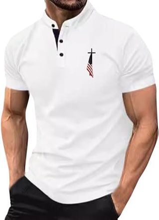 Generic Polo basique classique pour homme, coupe classique, v&ecirc;tement de travail d&eacute;contract&eacute;, chemise &agrave; boutons, l&eacute;ger, respirant, extensible, tuniques de vaca