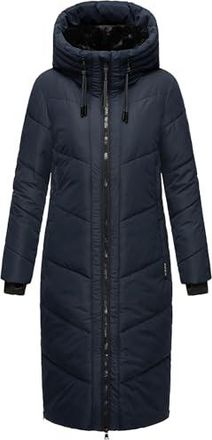 Marikoo Manteau dhiver chaud matelassé pour femme avec capuche réglable et col haut Nadaree XVI XS-XXL, bleu marine, XS