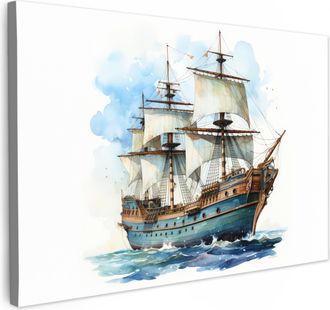 MuchoWow © Leinwand Bilder Groß 120x80 cm XXL Wanddeko Wohnzimmer Aesthetic Room Decor Deko Zimmer Wandbilder Modern Fotogeschenke Maritime - Schiff - Alt - Se