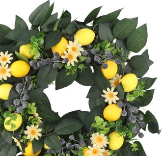 Generic Lebensechter Zitronen-Hortensien-Kranz, Elegant und Vielseitig f&uuml;r Saisonale Dekoration: K&uuml;nstlicher Kranz, Haust&uuml;r-Kranz, Kamin-Dekoration