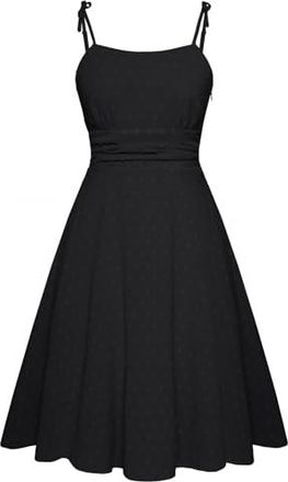 Belle Poque Robes pour femmes UK Vintage bretelles spaghetti A-Line Midi Cocktail Party Dress, Noir, S