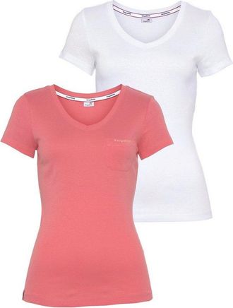 Kangaroos V-Shirt (Spar-Set, 2er-Pack) Kurzarm, figurbetonter Schnitt, aus Baumwolle, im 2er-Pack