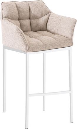 Clp Barhocker mit Lehne Damaso, Barstuhl gepolstert mit Stoffbezug, Vierfußgestell aus Metall, Tresenhocker bis 240 kg belastbar, Farbe:Elfenbein, Gestell