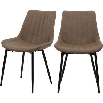 Rendez-Vous D&eacute;co Rendez-vous D&eacute;co - Lot de 2 chaises en cuir synth&eacute;tique taupe et m&eacute;tal noir - killi