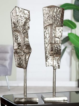 Gilde Skulptur Face silberfarben H: 53 cm B: 13 cm 48045