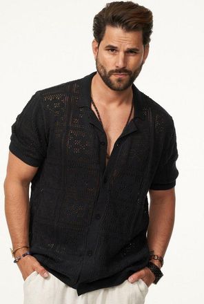 SOULSTAR Poloshirt im Cardigan Vintage Summer-Look Herren Kurzarm Strick Polo-Hemd Cardigan T-Shirt