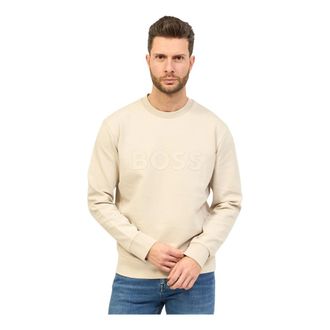 HUGO BOSS Homme, Sweatshirts et sweats &agrave; capuche, Beige, Taille: L Pull &agrave; col rond avec logo