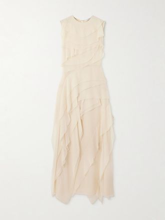 Altuzarra Gigi Robe Aus Seidenchiffon Mit R&uuml;schen - Wollwei&szlig;