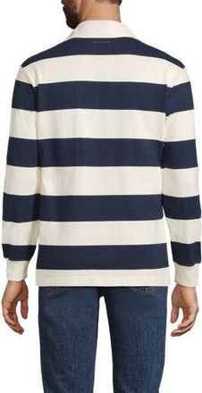 Lands End Rugbyshirt, Classic Fit, Herren, Gr&ouml;&szlig;e:56-58 regular, Blau, Baumwolle, by Lands End