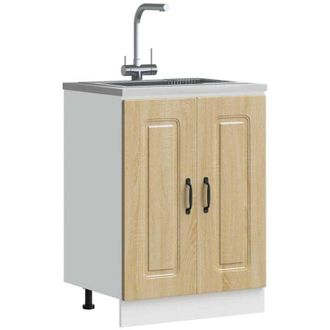 vidaXL Vidaxl - Meuble bas pour évier Kalmar chêne sonoma bois dingénierie
