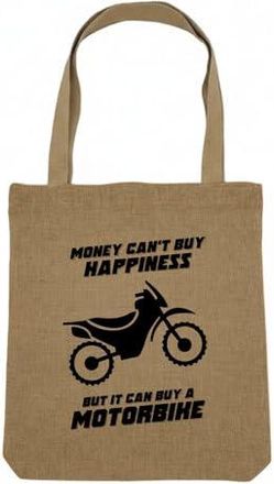 Fabulous Sac Shopping Tote Bag Aspect Lin - Motorbike - Money Cant Buy Happiness Motocross Sac de Courses Toile Epaisse 360g Beige Naturel Cabas Port&eacute; Epaule S