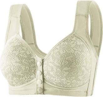 Generic Soutien-gorge pour femme avec fermeture avant rembourr&eacute;e et confortable, sans fil et en acier, grande taille, 2026, vert militaire, 70