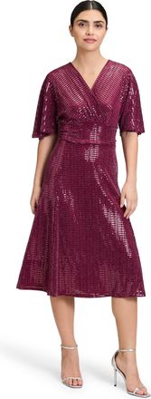 Vera Mont Damen Cocktailkleid im Glitzer-Look 42, Rot/Grau
