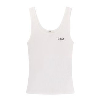 Chlo&eacute; Femme, Tops, Blanc, Taille: 42 FR D&eacute;bardeur Logo en jersey