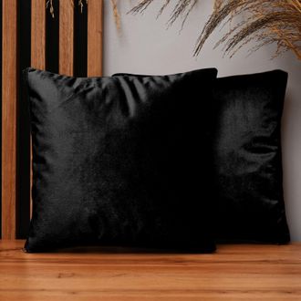 MG Design 2er Set Kissenbez&uuml;ge 35 x 35 cm in Schwarz - mit Rei&szlig;verschluss, samtig-weich, fein & dicht, pflegeleicht