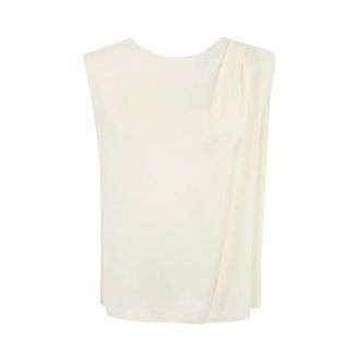 Twinset Femme, Tops, Blanc, Taille: 40 FR Haut Épaule Drapée en Georgette