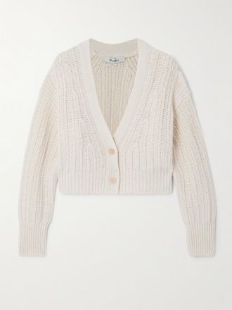Max Mara Cardigan En Lin Et Coton Mélangés Côtelés Stelvio - Blanc