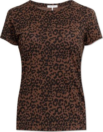 Rag & Bone Femme, Tops, Brun, Taille: 42 FR T-shirt en coton &agrave; imprim&eacute; l&eacute;opard