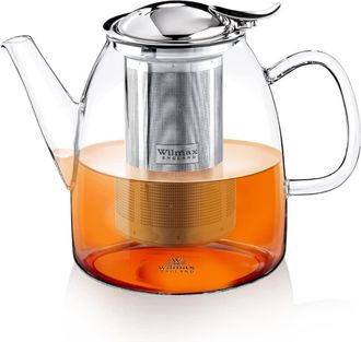Wilmax England Wilmax | Teekanne Glas mit Siebeinsatz | 1450 ml | Tea pot | Kanne mit Edelstahl Deckel | Glaskanne für Teeblumen | Teezubereiter für losen Tee | Hera