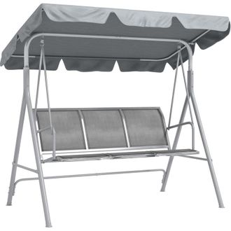 OUTSUNNY Balancelle de jardin 3 places grand confort toit imperm&eacute;abilis&eacute; inclinaison r&eacute;glable assise et dossier ergonomique acier textil&egrave;ne gris clair