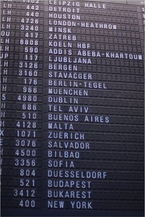 Wallario Poster - Flughafen Abflugtafel in Premiumqualität, Größe: 61 x 91,5 cm (Maxiposter)