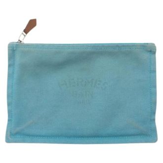 Herm&egrave;s unisex, Pre-owned, Bleu, Taille: ONE Size Pochette en coton doccasion Bleu