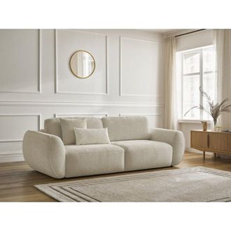 BOBOCHIC Bobochic - Canap&eacute; droit convertible 3 places denise tissu textur&eacute; Beige