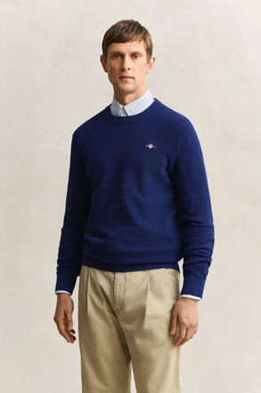 GANT Herren Rundhalspullover aus strukturierter Baumwolle (XXXL) RICH NAVY