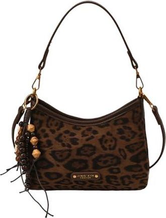 Generic Sac &agrave; bandouli&egrave;re en polyur&eacute;thane mat pour femme, sac &agrave; bandouli&egrave;re pour voyage, shopping, usage quotidien, marron fonc&eacute;, 9.06x6.69x2.56inch