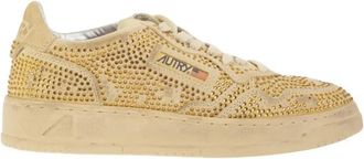 Autry Low-Top Sneaker - Medalist Low - Suede Trainers With Rhinestones - Gr. 36 (EU) - in Beige - f&uuml;r Damen