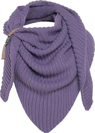 Knit Factory Demy Ch&acirc;le Tricot&eacute; - Foulard Triangle - Foulard femme pour lautomne et lhiver - &Eacute;charpe Femme - Ch&acirc;le Femme - 100% Fabriqu&eacute; en Europe - Violet - 190x8