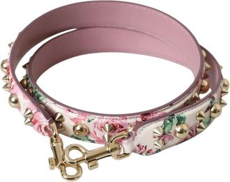 Dolce & Gabbana Rosa Blumiges Leder Schulterriemen - - Bags - Damen - Mehrfarbig - ONE SIZE