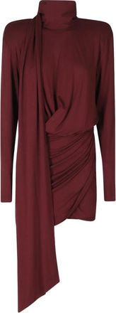 Blumarine Robe Courte en Jersey avec Drap&eacute; et Ch&acirc;le - Femme - Robes - Rouge - Taille: 38 FR