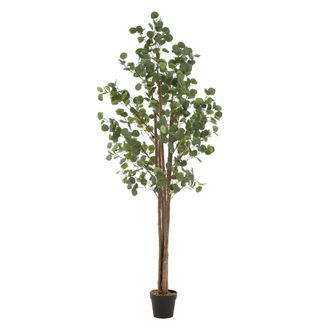 ML Design ML-Design K&uuml;nstliche Eukalyptus 210 cm, K&uuml;nstliche Pflanzen gro&szlig;, Kunstpflanze mit Naturholzstamm, Fake Plastikpflanzen im Topf, Deko f&uuml;r Drinnen und 