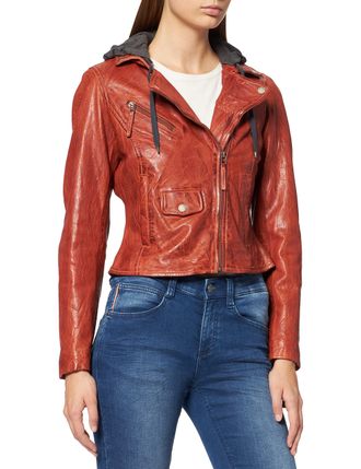 Freaky Nation Kapuzen-Bikerjacke aus Leder