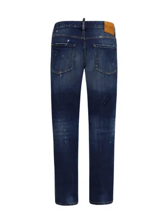 Dsquared2 Mens Teddy Jeans Navy Blue Cotton; Elastane