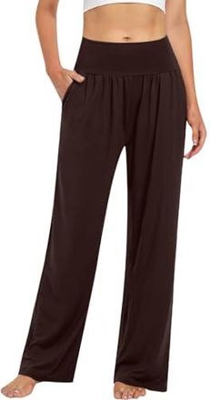 Generic Pantalon de jogging d&eacute;contract&eacute; et ample pour femme avec jambes larges, pantalon de yoga confortable, pantalon de sport taille haute avec leggings pai