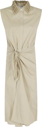 Isabelle Blanche Femme, Robes, Vert, Taille: 38 FR Robe Midi avec Perles