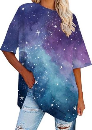 Generic T-shirt d&eacute;t&eacute; basique &agrave; manches courtes pour femme - Coupe ample - T-shirt d&eacute;contract&eacute; - T-shirt de sport - T-shirt de f&ecirc;te - T-shirt de sport d&eacute;contra