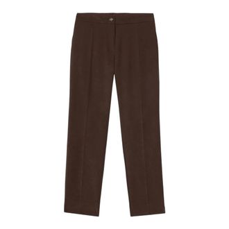 Oltre Femme, Pantalons, Brun, Taille: 38 FR Pantalon en Velours Côtelé Coupe Droite