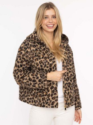 Zwillingsherz Kurzjacke Fur Kapuze, Rei&szlig;verschluss, Seitliche Taschen