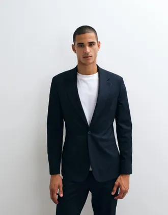 Asos Veste de costume coupe slim &agrave; rayures fines - Bleu marine
